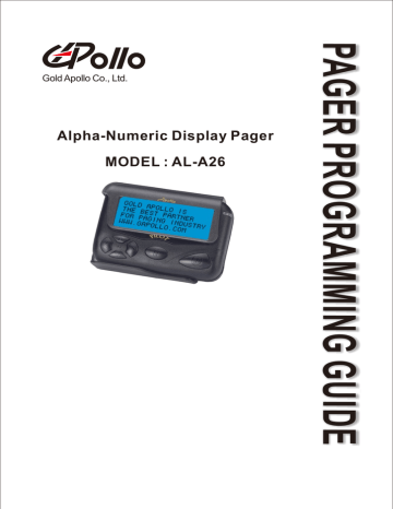 Apollo AL-A26 Pilot Alphanumeric Pager Programming Manual | Manualzz