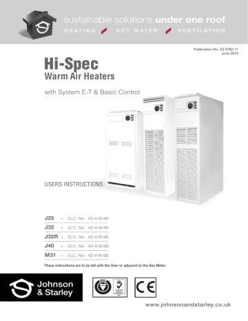 Johnson & Starley HI SPEC User instructions | Manualzz