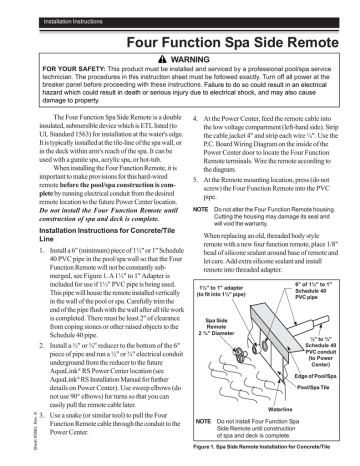 Jandy Four Function Spa Side Remote Installation Instructions | Manualzz