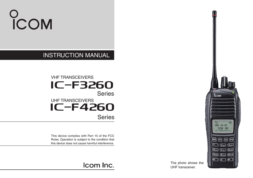 ICOM IC- F4260 Series, IC-F3261, IC- F3260 Series Owner's manual | Manualzz