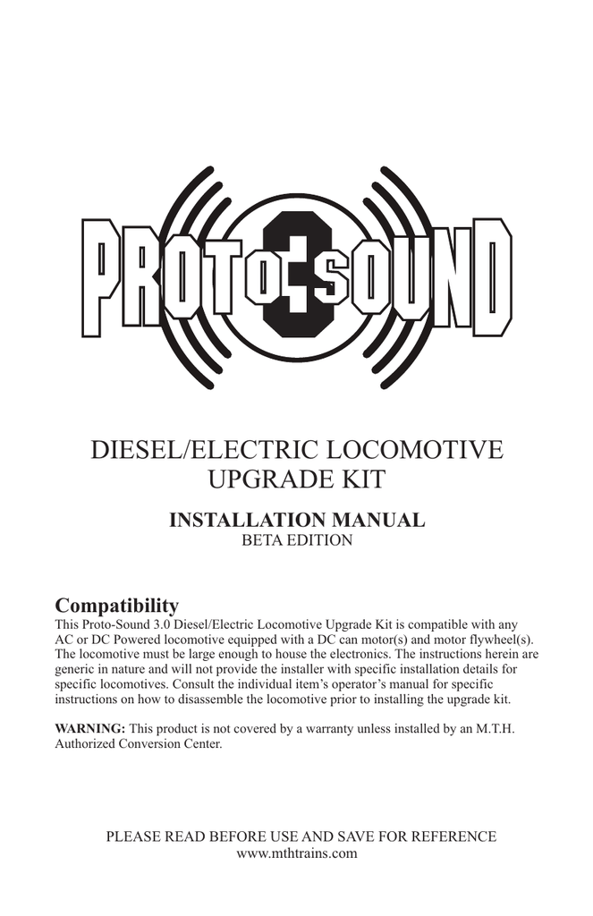 M.T.H. Proto-Sound 3.0 Installation manual | Manualzz
