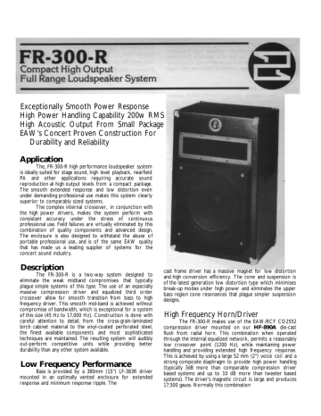 EAW FR-300-R Specifications | Manualzz