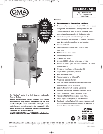 CMA Dishmachines CMA-180VL User manual | Manualzz