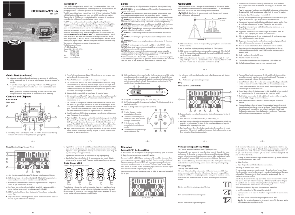 Spectra Precision CB30 Control Box | Manualzz