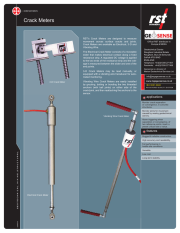Crack Meter Vibrating Wire Crack Meters Datasheet | Manualzz