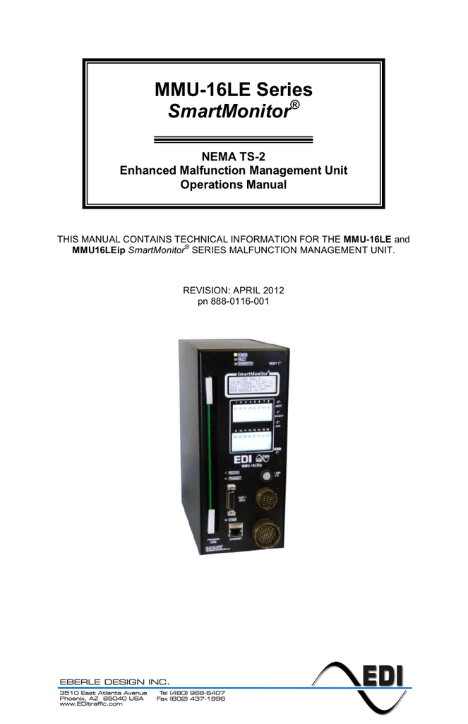 Eberle Design SmartMonitor NEMA TS-2 Enhanced Malfunction Management ...