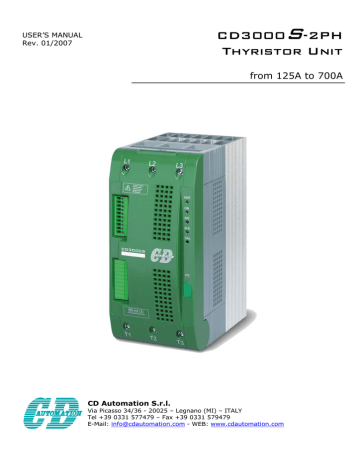 Thyristor Unit CD3000S 2PH User's Manual | Manualzz