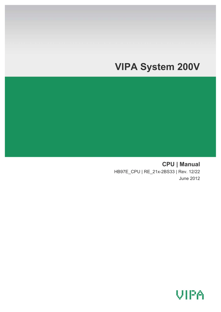Vipa CPU 21x-2BS33 Owner's Manual | Manualzz