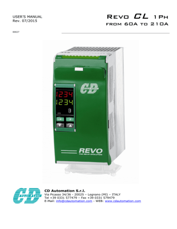 REVO CL 1Ph Thyristor unit User's Manual | Manualzz
