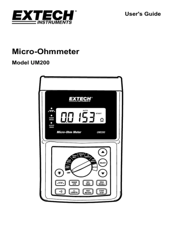 Extech UM200 Micro-Ohmmeter User's Guide | Manualzz