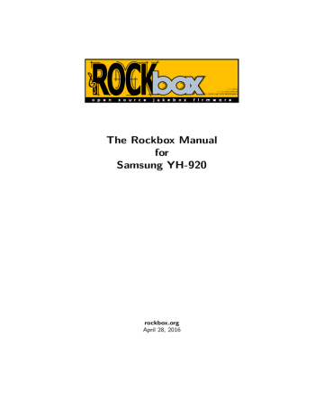 Samsung YH-920 MP3 player Rockbox Manual | Manualzz