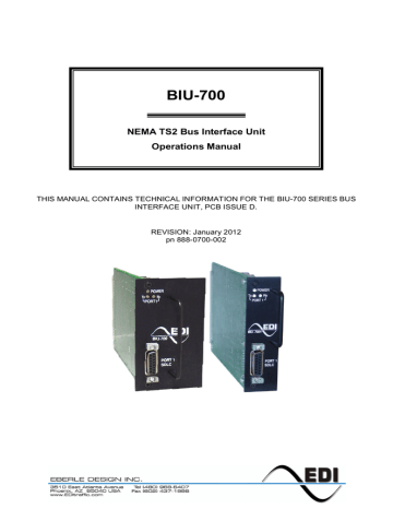 EDI NEMA TS2 Bus Interface Unit BIU-700 User Manual | Manualzz