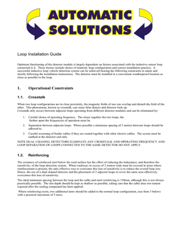 Inductive Loop Vehicle Detection System Installation Guide | Manualzz
