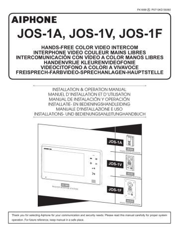 Aiphone JO Series Kit Install Manual | Manualzz