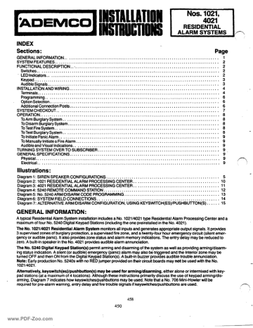 ADEMCO 1021 Installation Instructions Manual | Manualzz