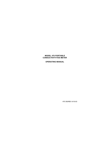 Jenway 470 Portable Conductivity/TDS Meter Operating Manual | Manualzz