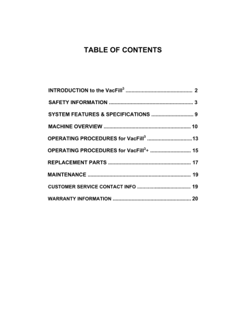 Flo-Dynamics VacFill3, VacFill3+ User Manual | Manualzz