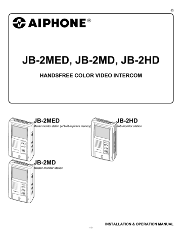 Aiphone JB-2MED Intercom System User manual | Manualzz