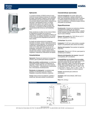 Dormakaba Simplex LP1000 Specification | Manualzz