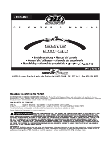 Manitou SIX Elite, SIX Super Owner's Manual | Manualzz