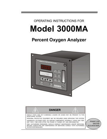 Teledyne 3000MA Paramagnetic oxygen analyzer Instruction manual | Manualzz