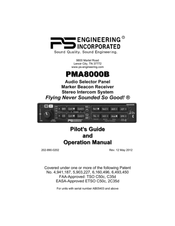 Audio Panel PMA8000B Pilot's Guide | Manualzz