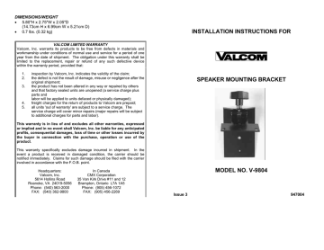 Valcom V-9804 Installation instructions | Manualzz