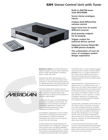 Meridian G01 Datasheet | Manualzz
