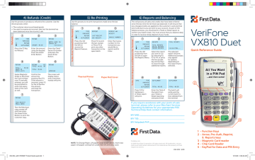 First Data VeriFone VX810 Duet Quick Reference Manual | Manualzz