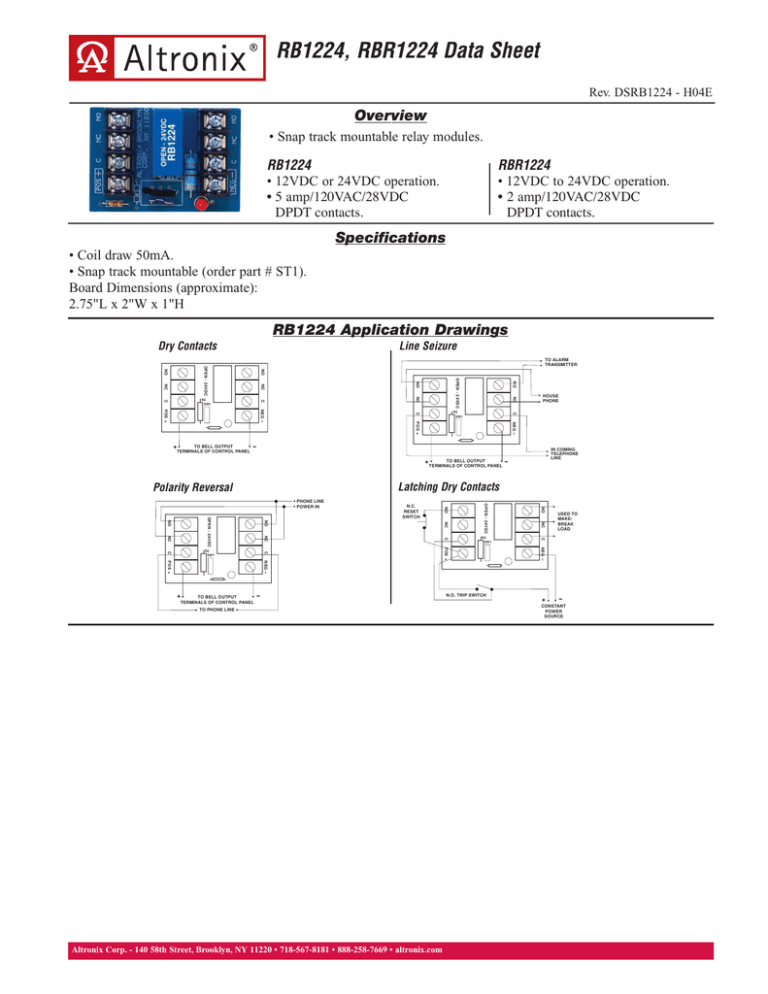 RB1224, RBR1224 Data Sheet Overview | Manualzz