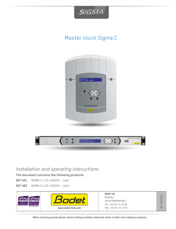 Bodet Sigma C Installation And Operating Instructions Manual | Manualzz