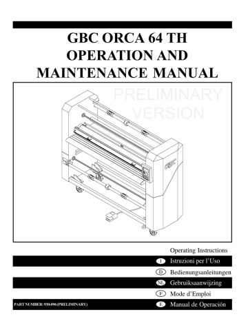 GBC ORCA 64 TH Operation and Maintenance Manual | Manualzz