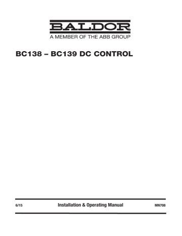 Baldor-Reliance BC138 – BC139 DC Control Owner's Manual | Manualzz