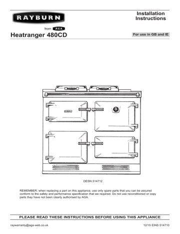 Rayburn Heatranger 480CD Installation Instructions Manual | Manualzz