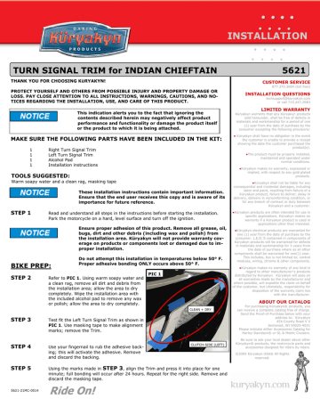 Kuryakyn 5621 Fairing Turn Signal Trim Installation Instructions | Manualzz