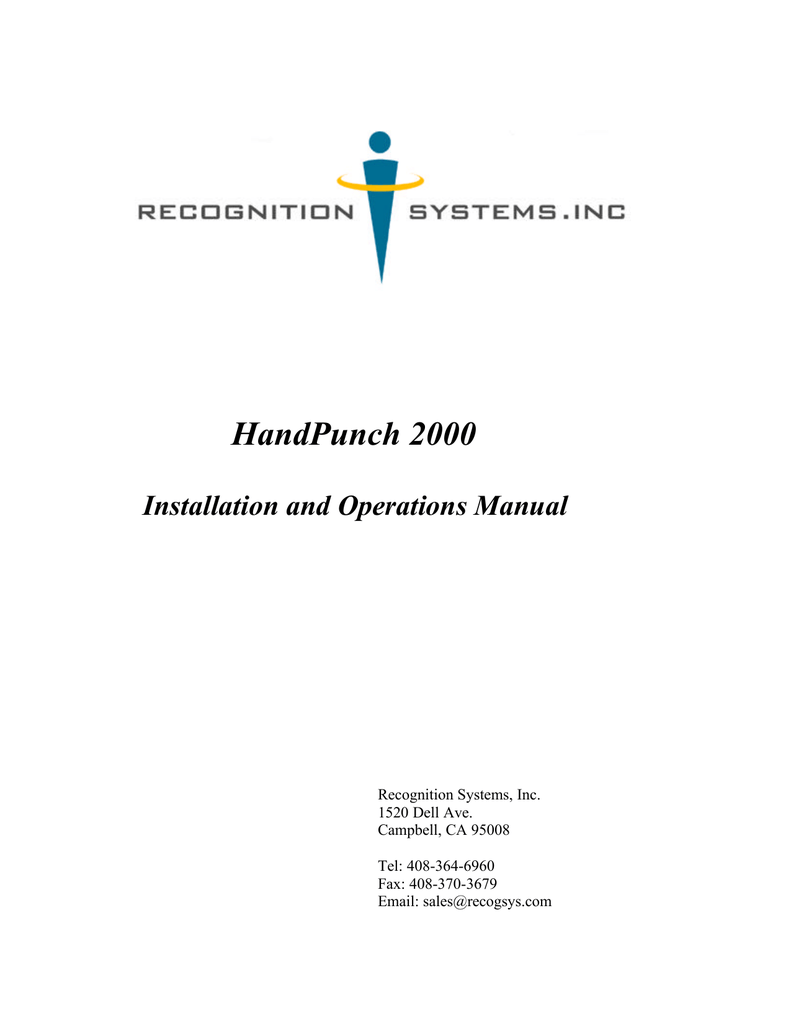 HandPunch 2000 Installation and Operations Manual | Manualzz