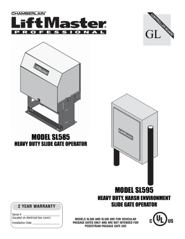 Chamberlain LiftMaster Professional SL585 User manual | Manualzz