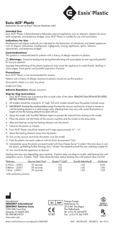 Essix ACE Instructions | Manualzz