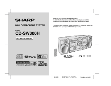 SHARP Mini component system CD-SW300H Operation Manual | Manualzz
