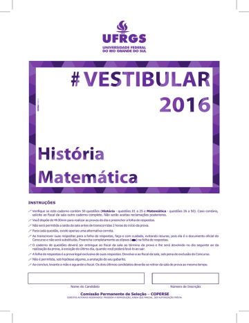UFRGS prova vestibular instruções | Manualzz