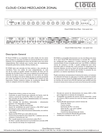 Cloud CX263 Ficha de datos | Manualzz