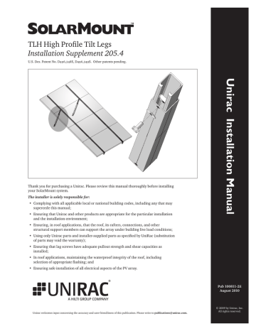 Tilt legs TLH High Profile Installation Supplement | Manualzz