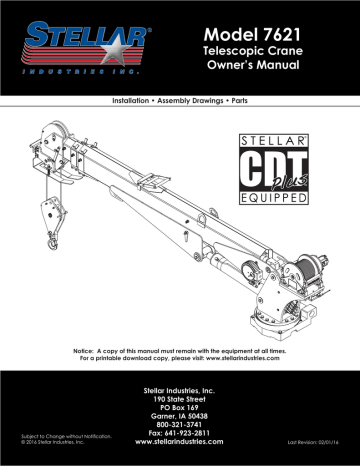Stellar 7621 Telescopic Crane Owner's Manual | Manualzz