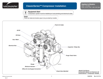 Midmark ClassicSeries Compressor Installation manual | Manualzz