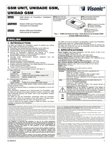 Visonic UNIDADE GSM Installation | Manualzz