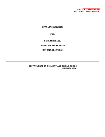 Tektronix 7B92A Dual Time Base Operator's Manual | Manualzz