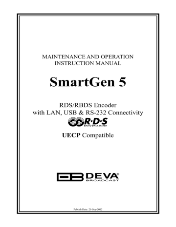 RDS encoder SmartGen 5 Instruction Manual | Manualzz