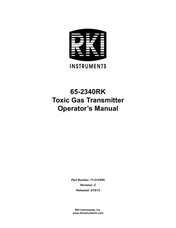 RKI 65-2340RK Toxic Gas Transmitter Operator's Manual | Manualzz