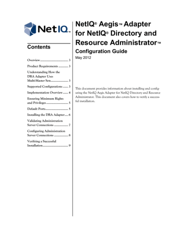 NetIQ Aegis Adapter for NetIQ Directory and Resource Administrator Configuration Guide | Manualzz
