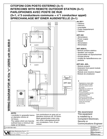 Videx Security 4000 Series Audio Intercom Wiring diagram | Manualzz